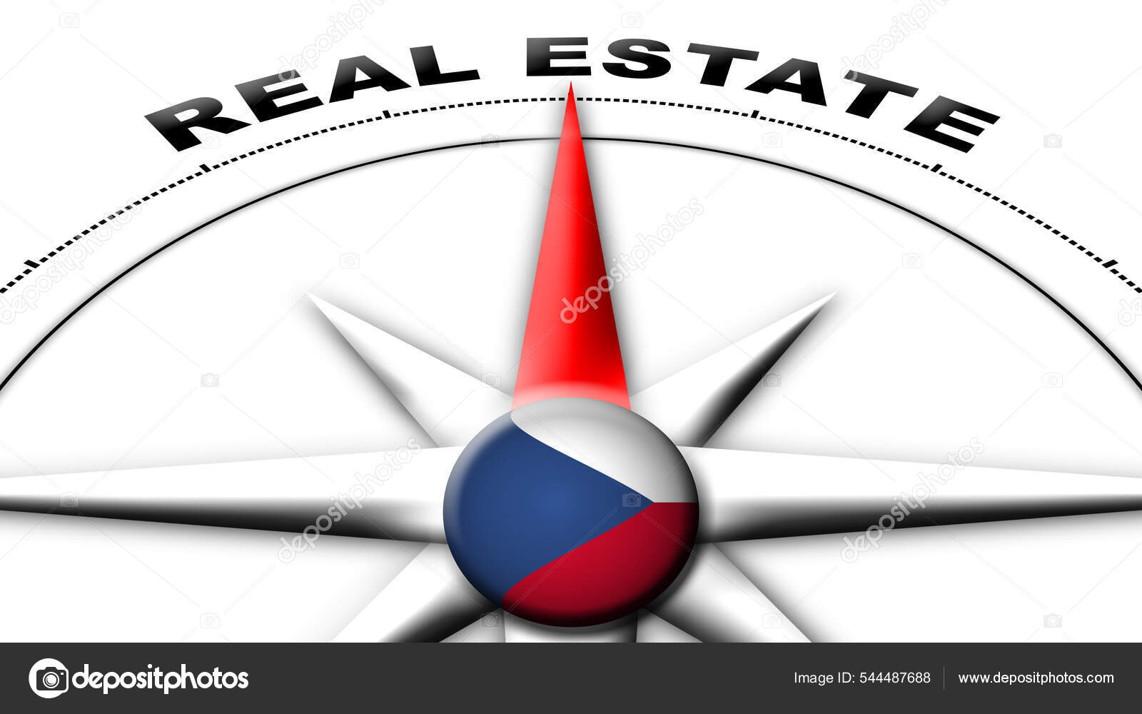 Czech Republic Globe Sphere Flag Compass Concept Real Estate Titles ...