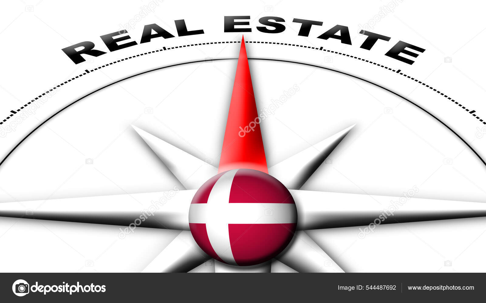 Denmark Globe Sphere Flag Compass Concept Real Estate Titles ...