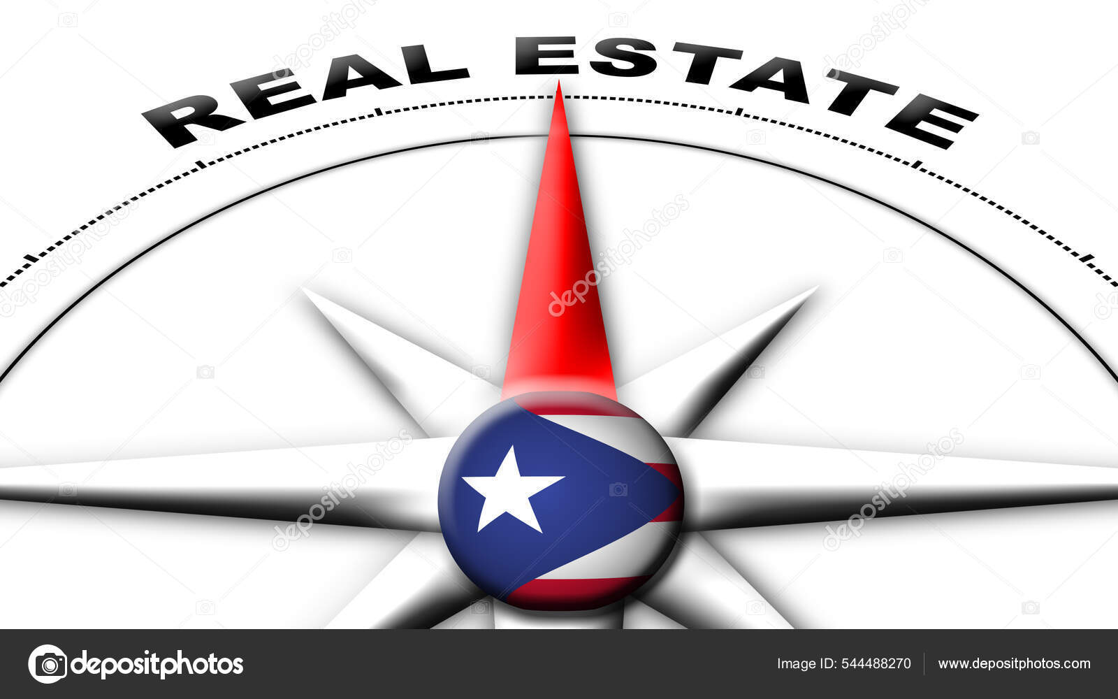 Puerto Rico Globe Sphere Flag Compass Concept Real Estate Titles ...