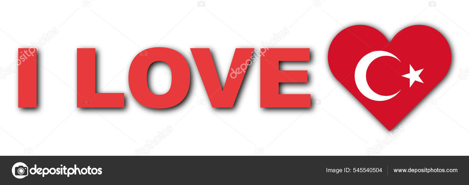 Love Turkey Concept Heart Flag White Background Illustration — Stock ...