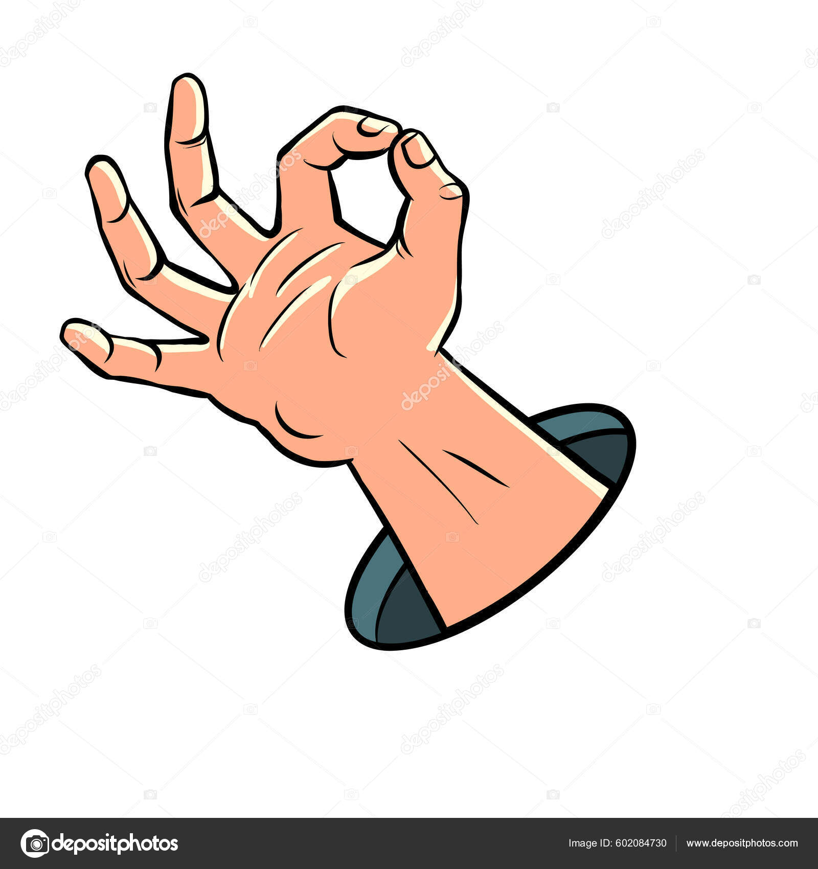 Gesture Mans Hand Quality Approval Support Symbol Approval Comic ...