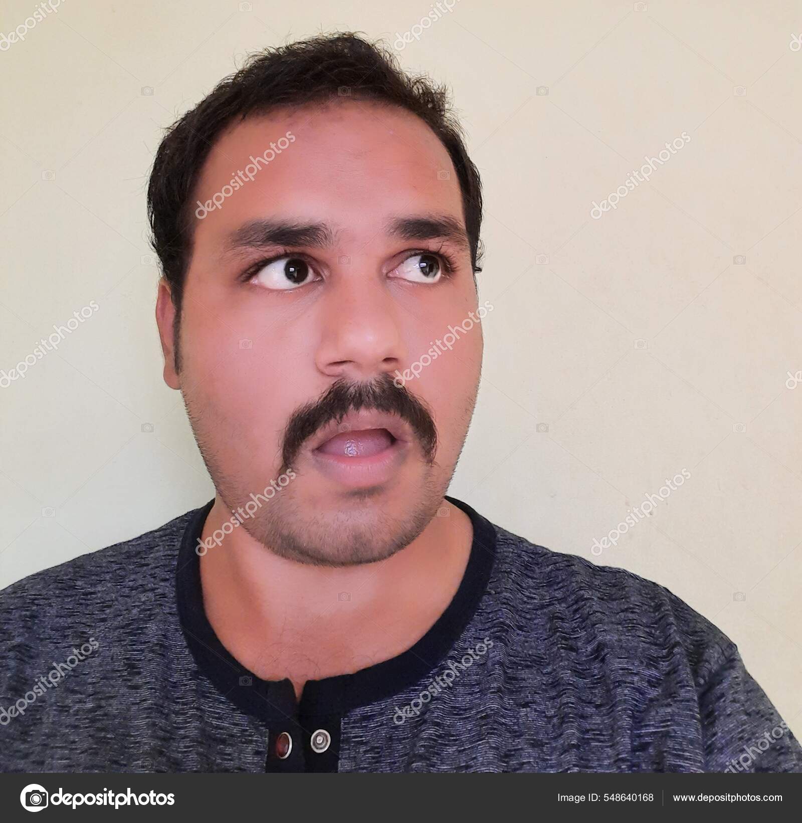 Photo Young Scared Guy Stands White Background Wide Open Eyes — Stock ...