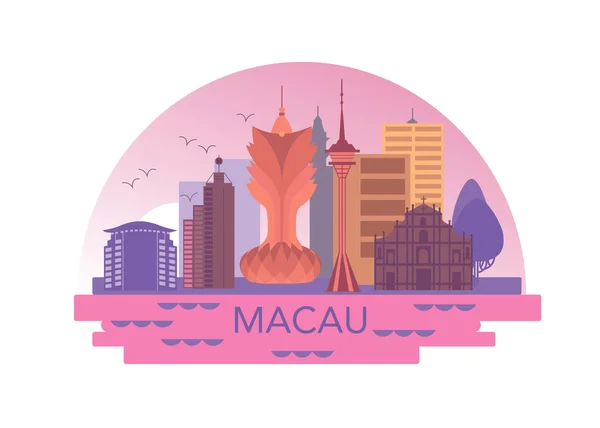 Macau cartoon illustration. Macau, China line drawing. Modern style ...