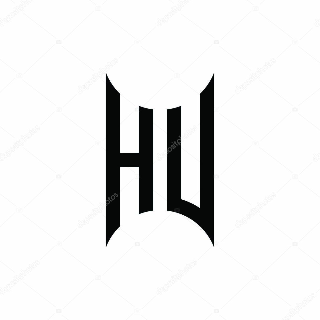 Plantilla de estilo de forma geométrica HU Monogram. Monograma vector ...