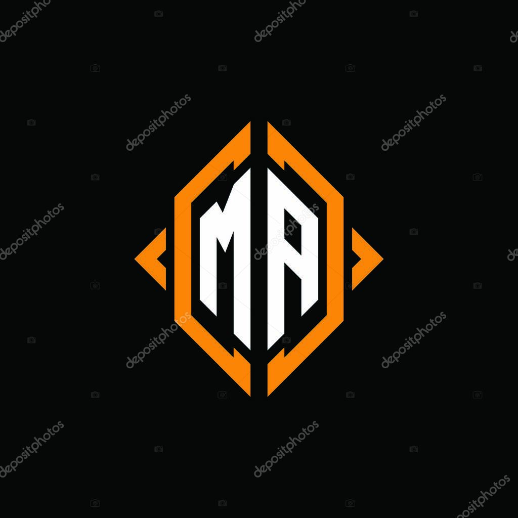 plantilla de estilo de forma geométrica MA Monogram. Monograma vector ...