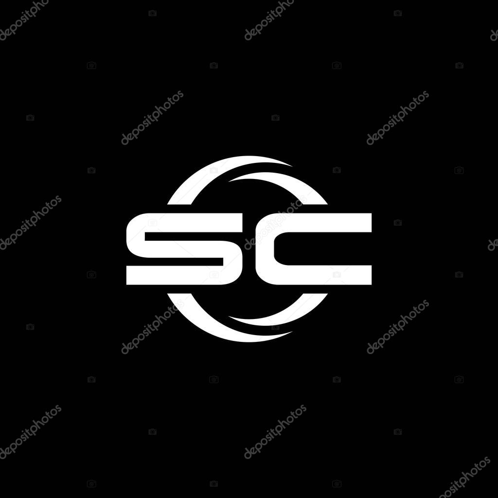 SC Monogram logo letra con forma simple y círculo redondeado plantilla ...