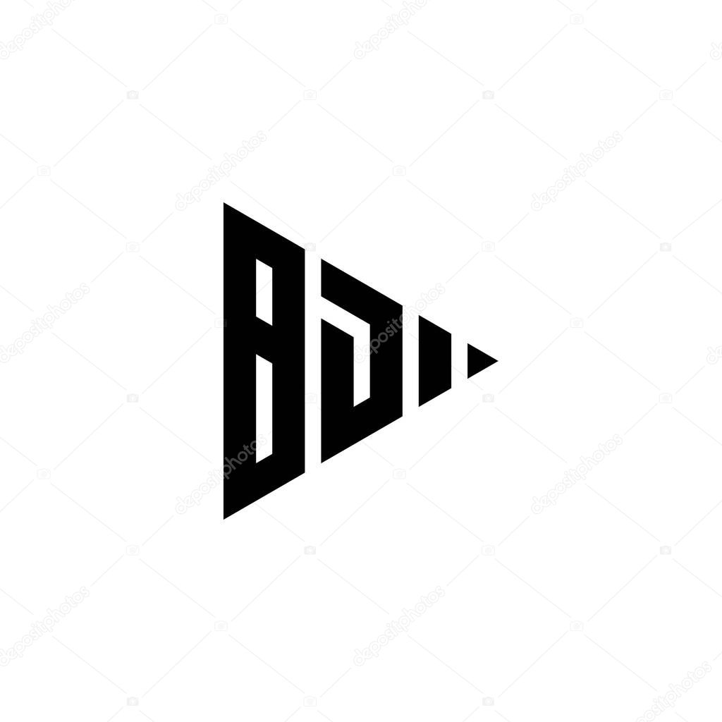 BD Monogram logo letter with triangle play button shape style on isolated background. Logo del ...