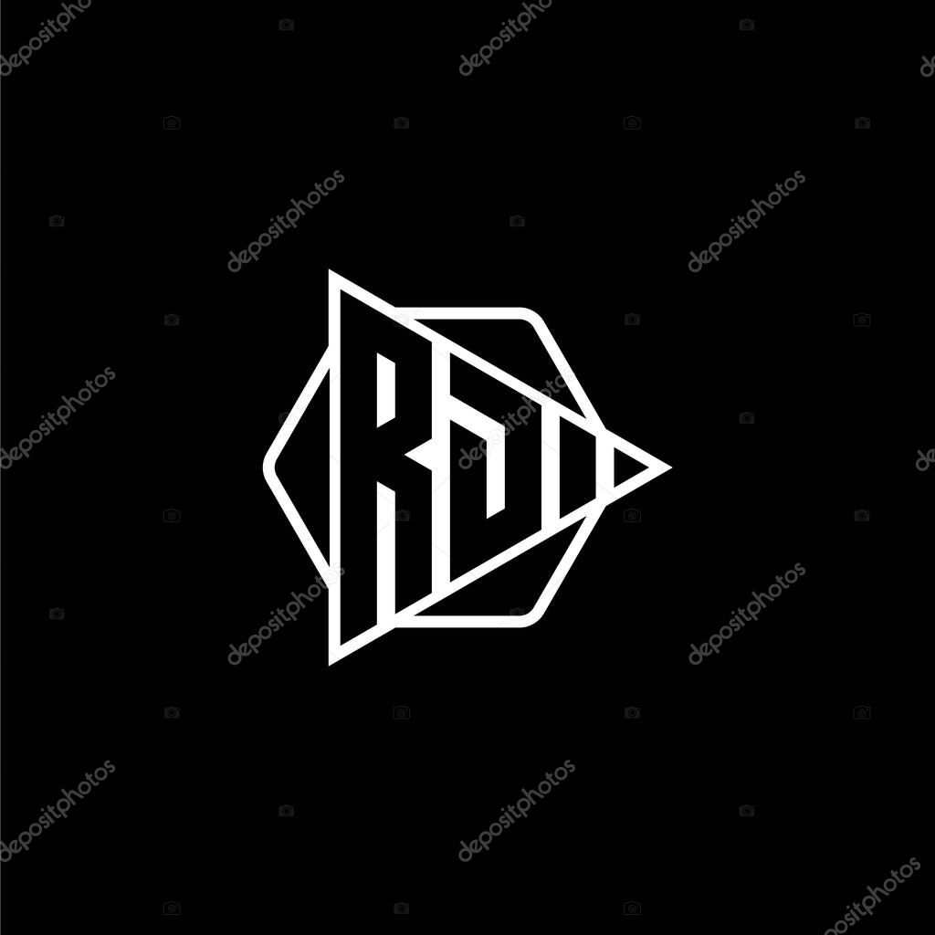 RD Monogram logo letra con forma de botón de juego triangular ...