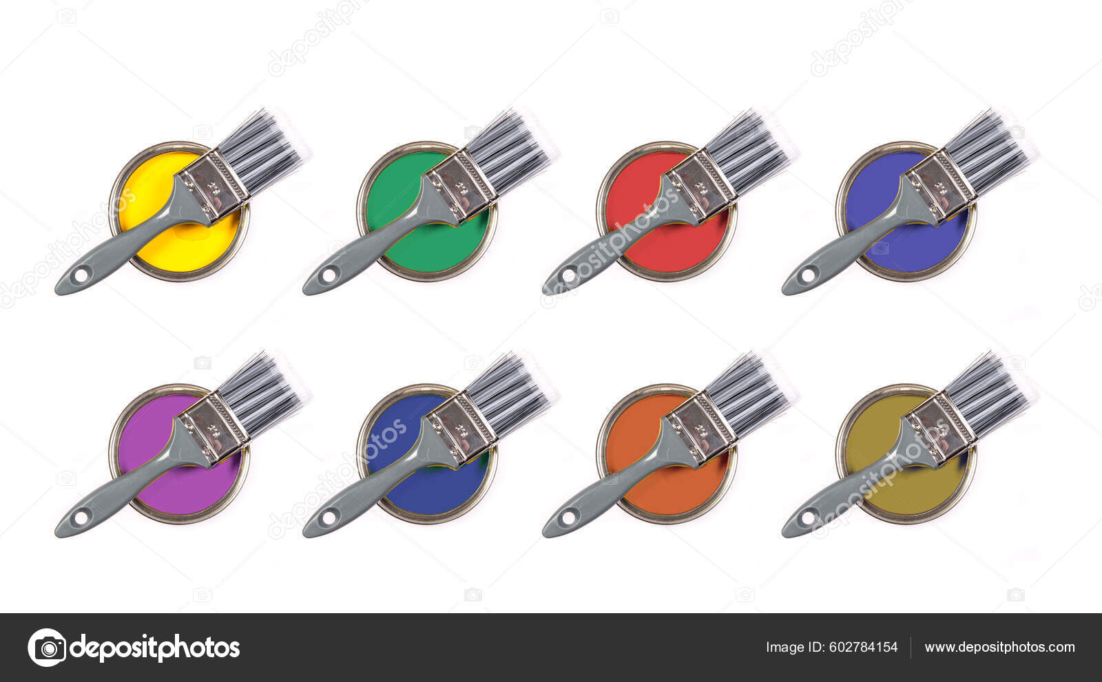 Multiple Colors Emulsion Paint Boxes Brush White Background Stock Photo ...