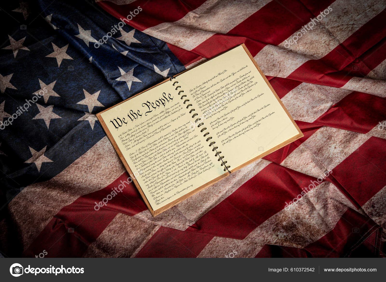 People Beginning Preamble United States Constitution Vintage Flag ...
