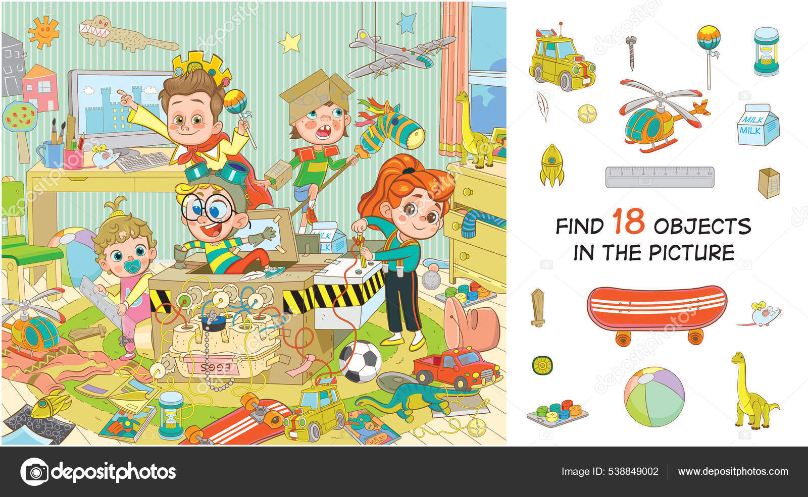 Find Objects Picture Hidden Objects Puzzle Children Play Time Machine ...