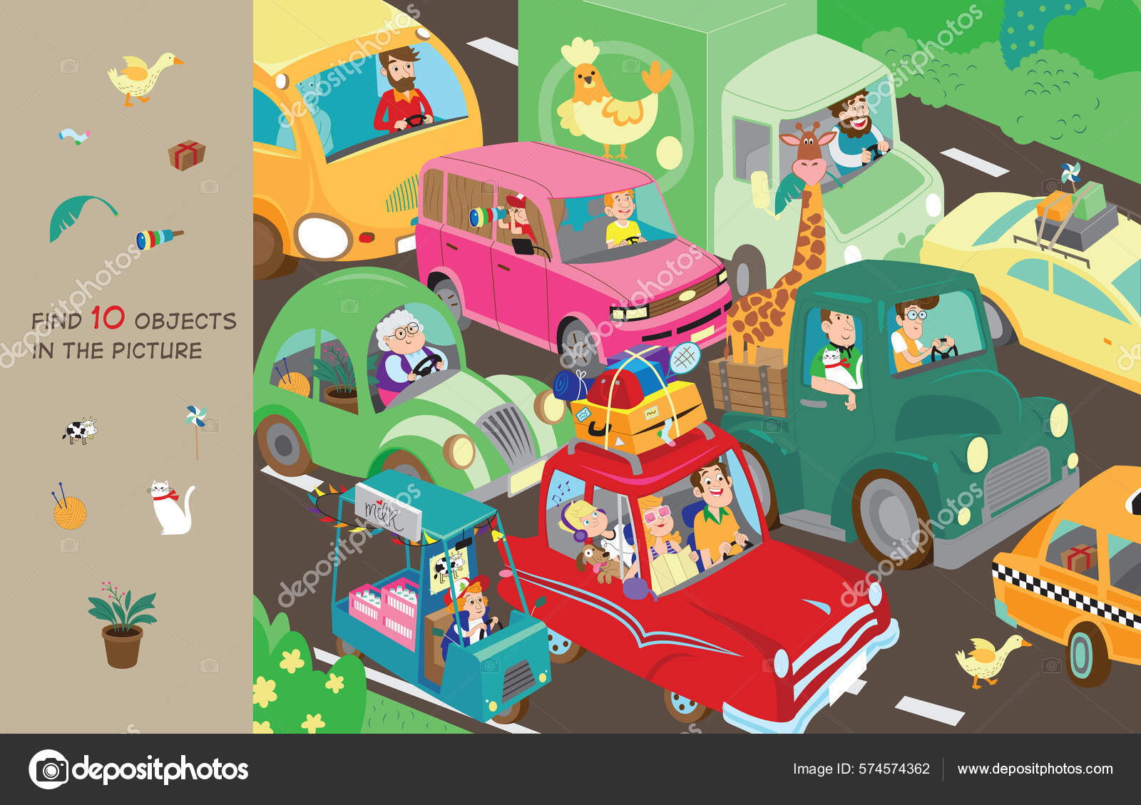 Find Items Picture Hidden Object Puzzle Motorway Funny Cartoon ... Find Items Picture Hidden Object Puzzle Motorway Funny Cartoon ...
