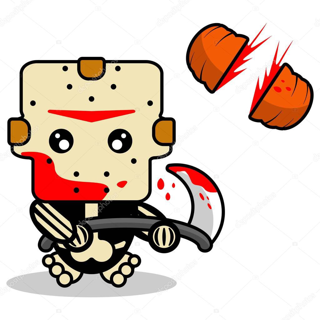 cute jason voorhees bone mascot character cartoon vector illustration ...