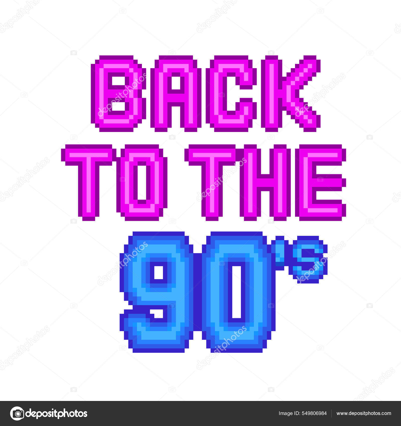 Back 90S Pixel Art Bit Sign Design Neon Style White Stock Vector Image ...