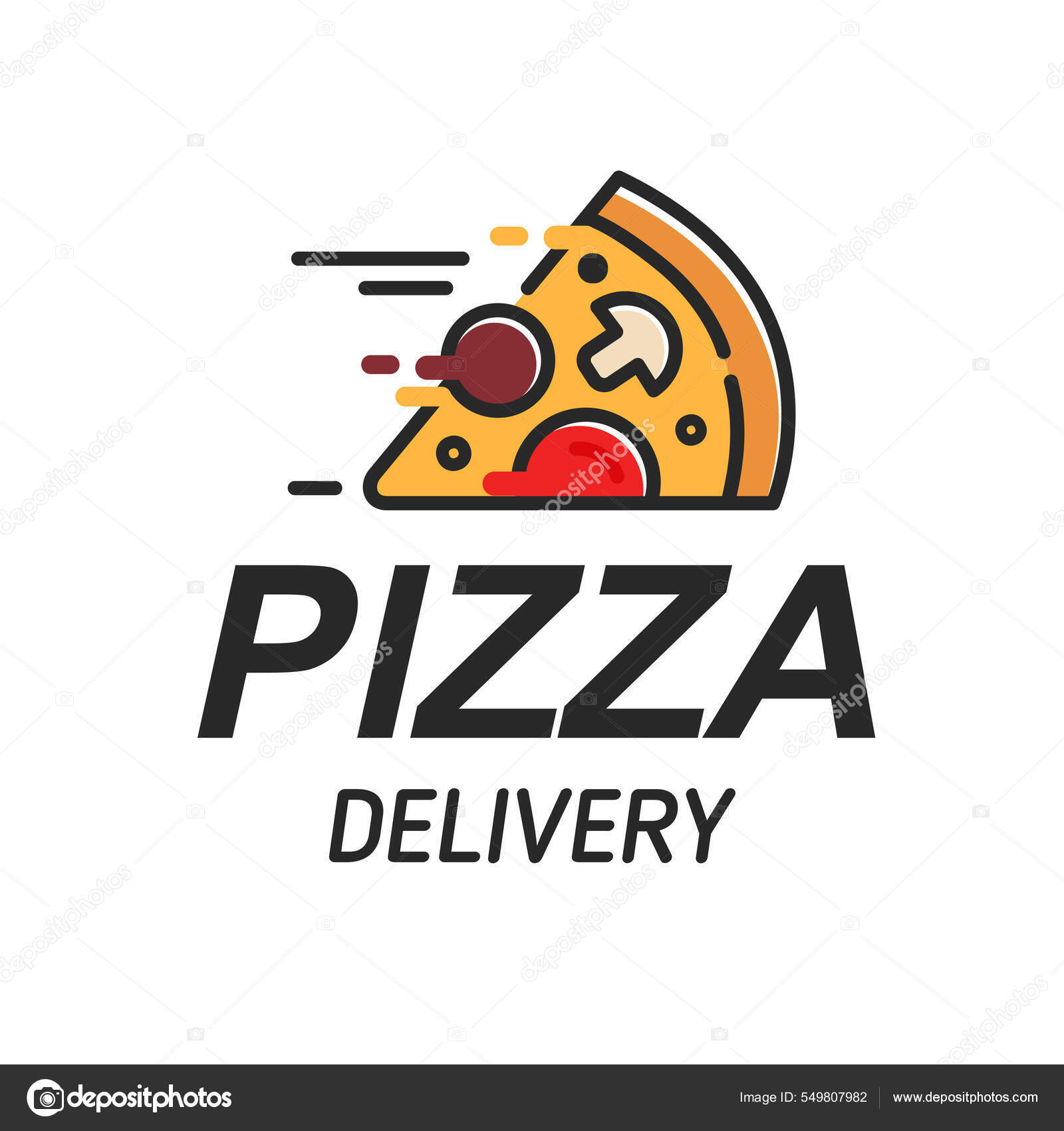 Concept Pizza Delivery Logo Pizzeria Slice Icon Emblem Fast Food Stock ...