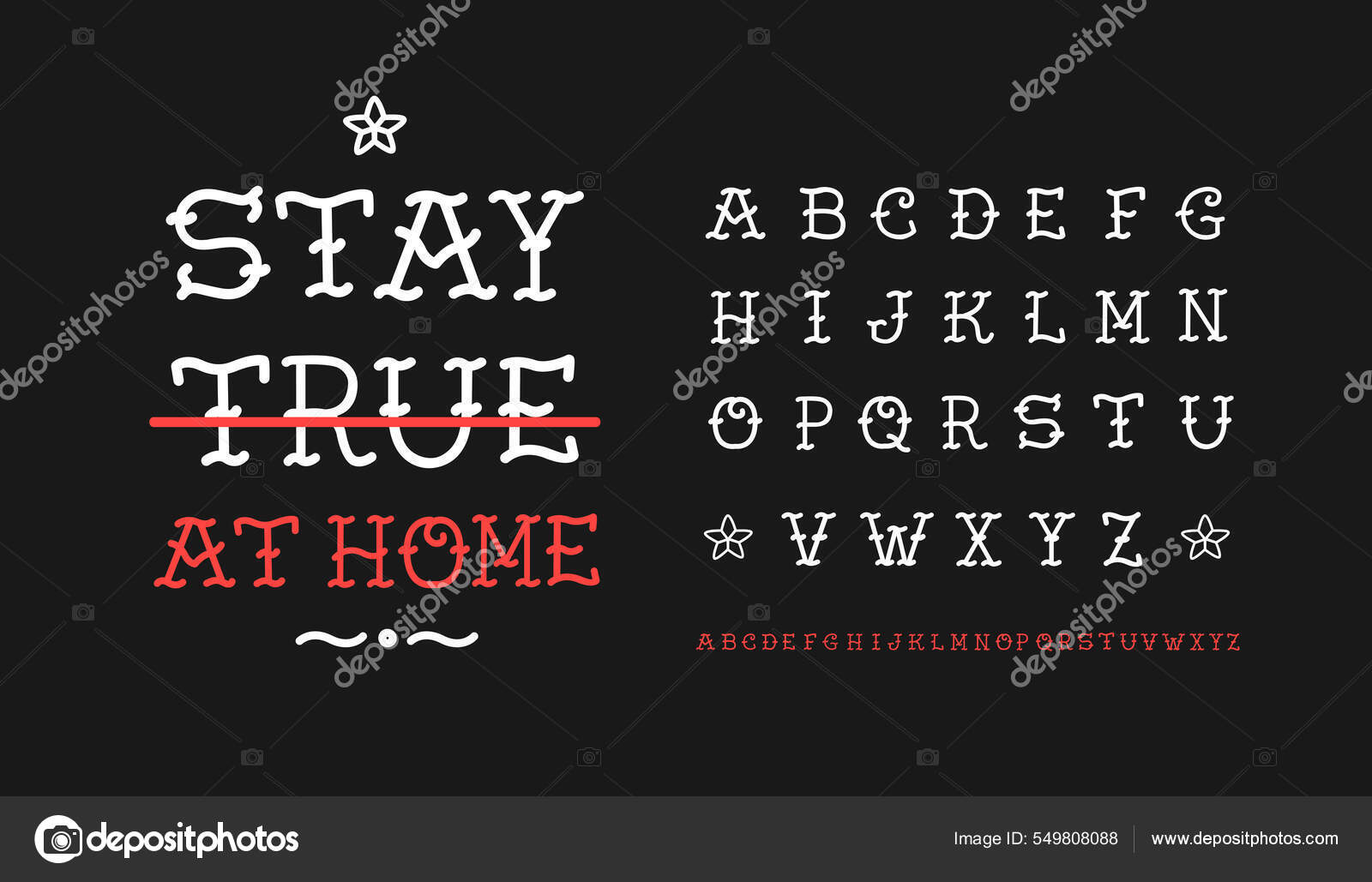 Old School Tattoo Retro Type Font Alphabet Vector Template Stay Stock ...