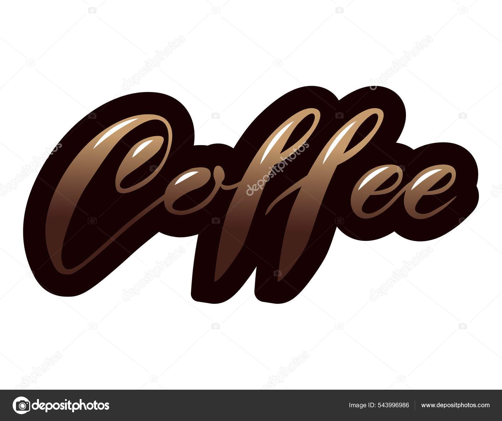 Coffee Lettering Gradient Stroke Vector Illustration Isolated White ...