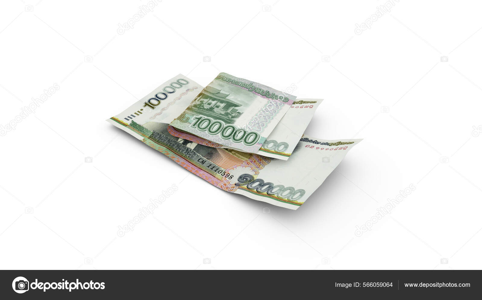 Rendering Double Laotian Kip Notes Isolated White Background Stock ...