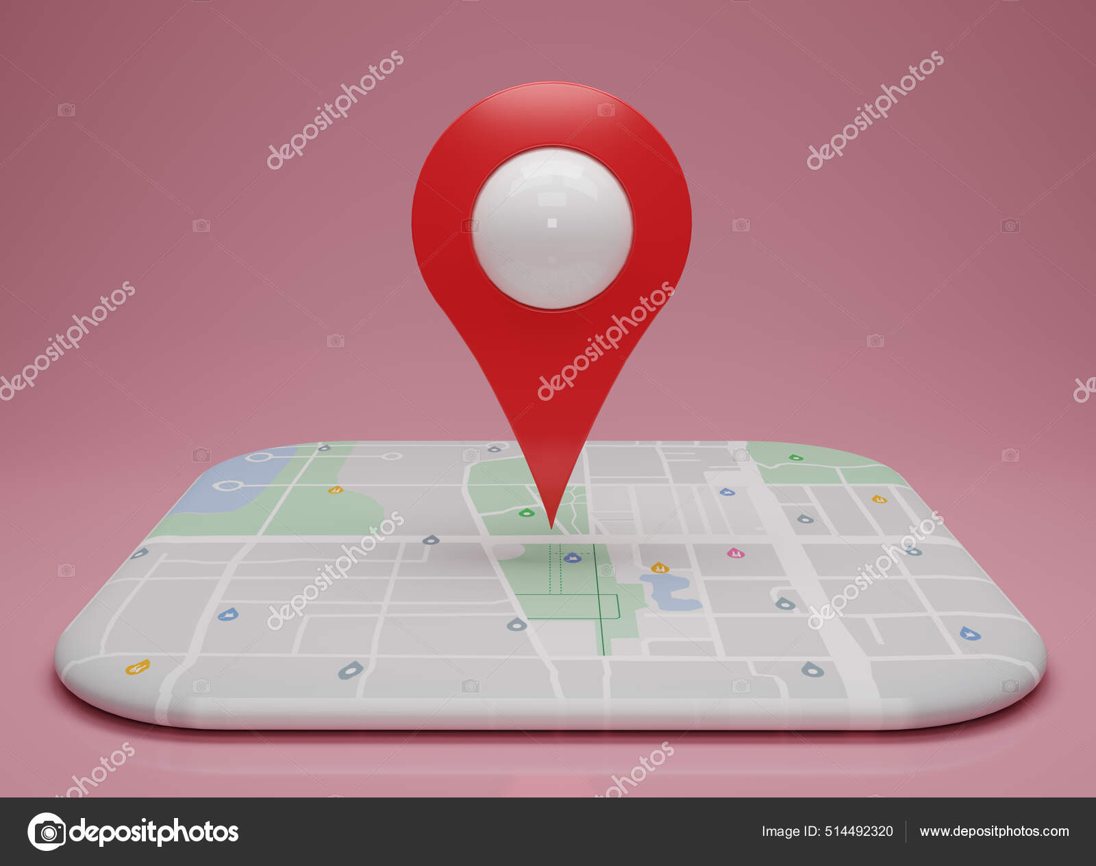 Gps Navigator Pin Checking Map Pink Background Location Pin Location ...