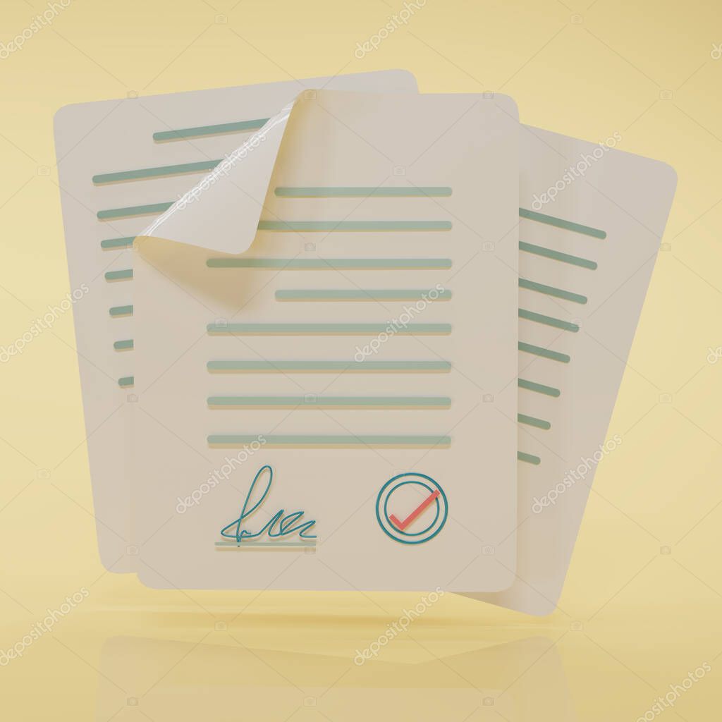 Icono de documento con firma y texto para diseño gráfico y web. Icono ...