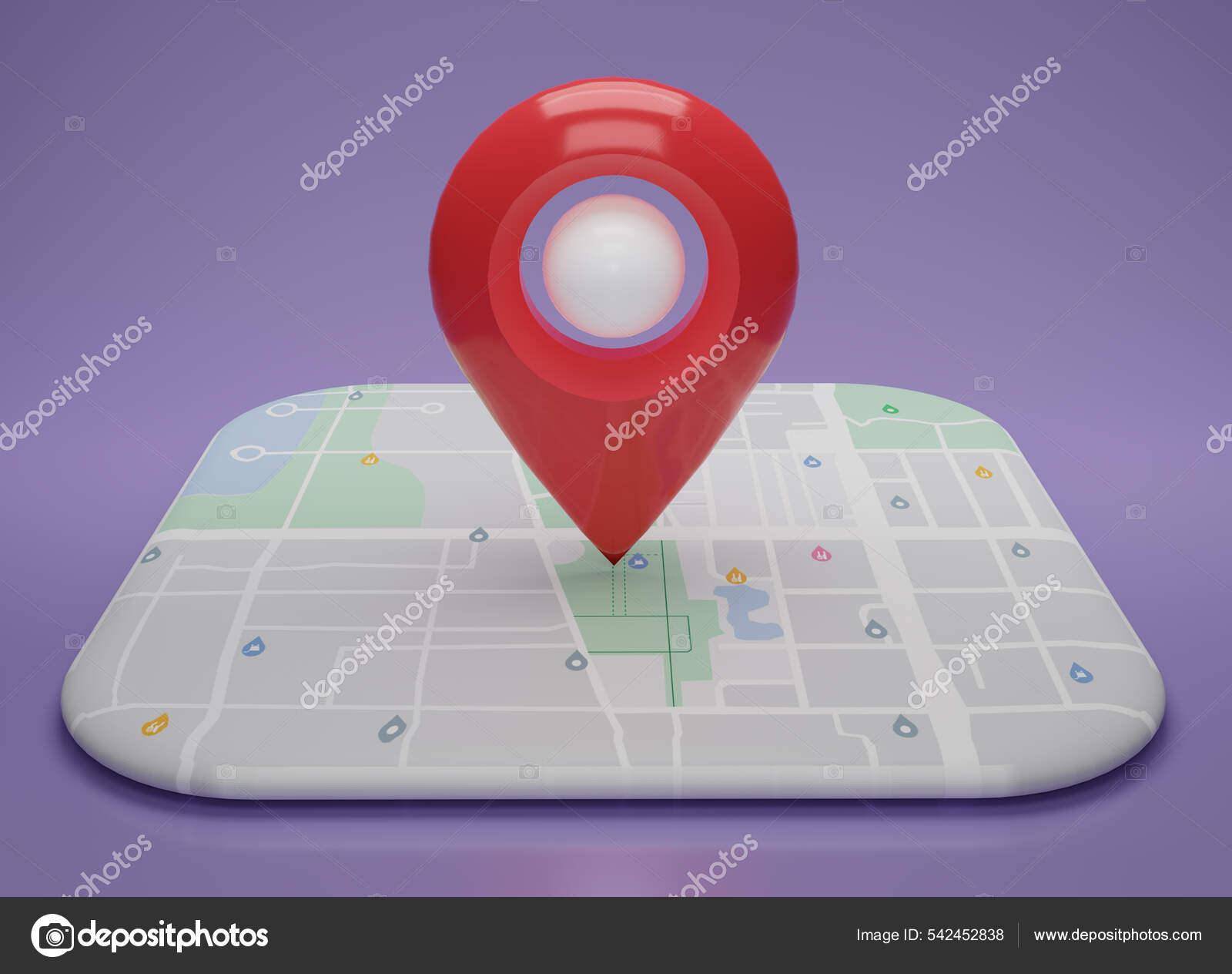 Gps Red Navigator Pin Checking Map Purple Background Location Pin ...