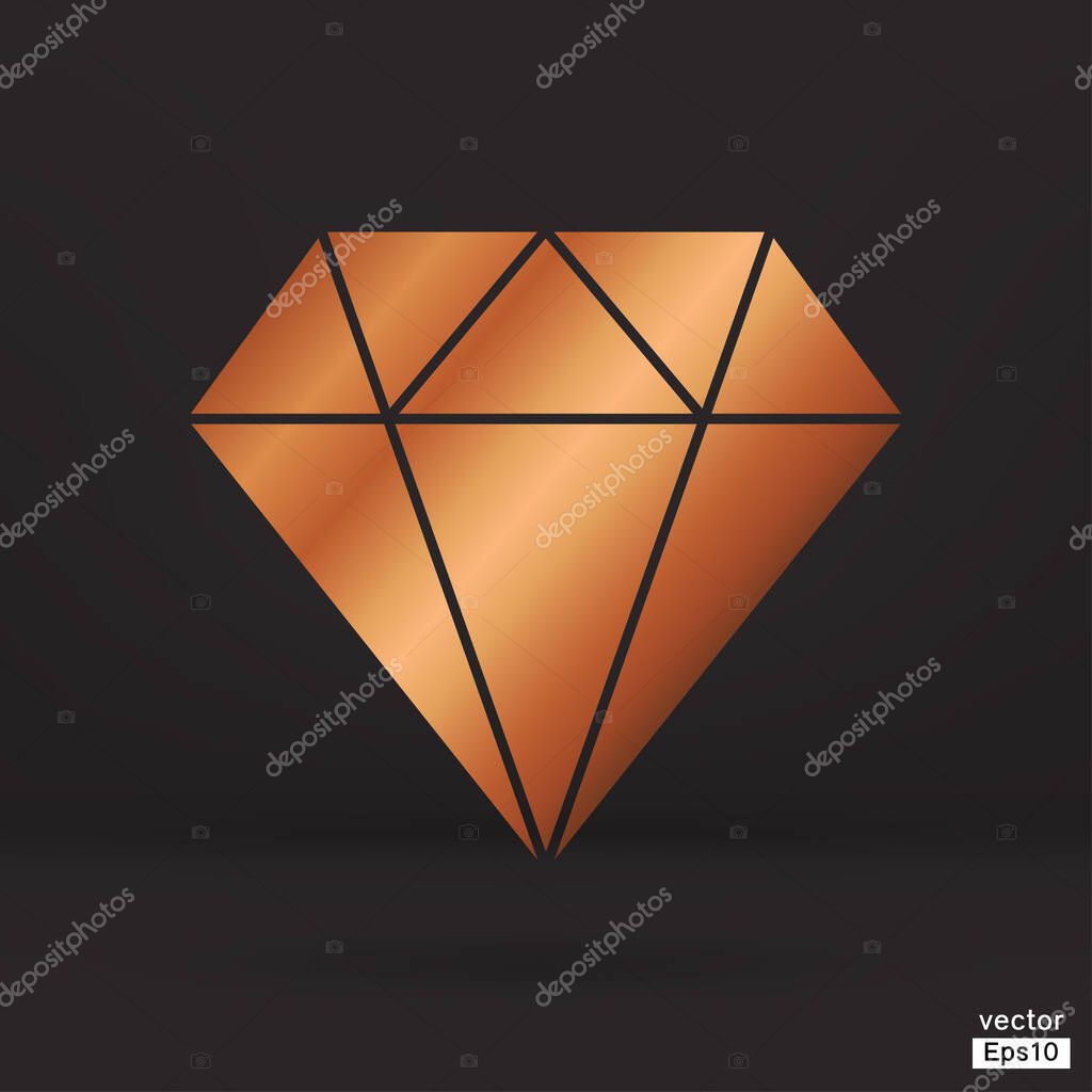 Dimond icono de la joyería con el color de cobre aislado en el vector ...