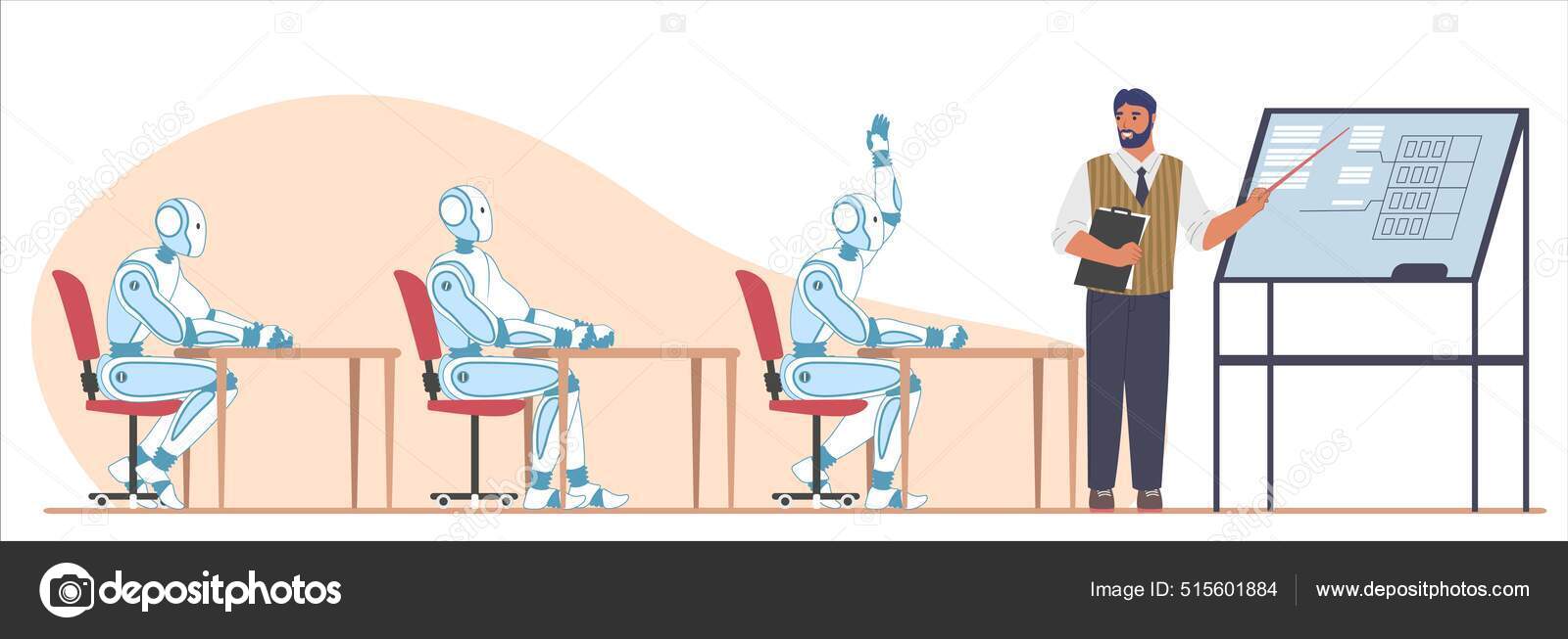 Machine learning algorithm, flat vector illustration. Artificial ...