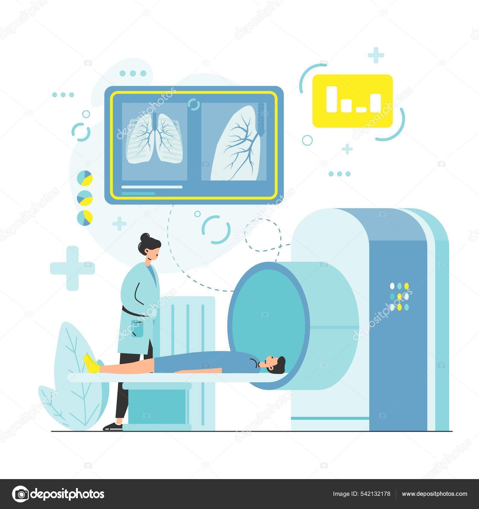 CT scan of chest, vector illustration. X-ray computed tomography test ...