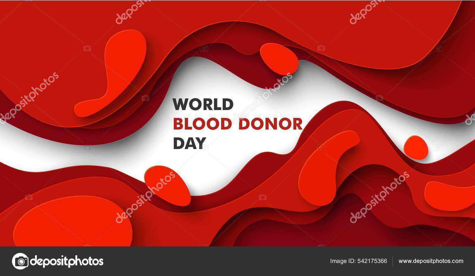 World Blood Donor Day, vector paper cut poster, banner template. Red ...