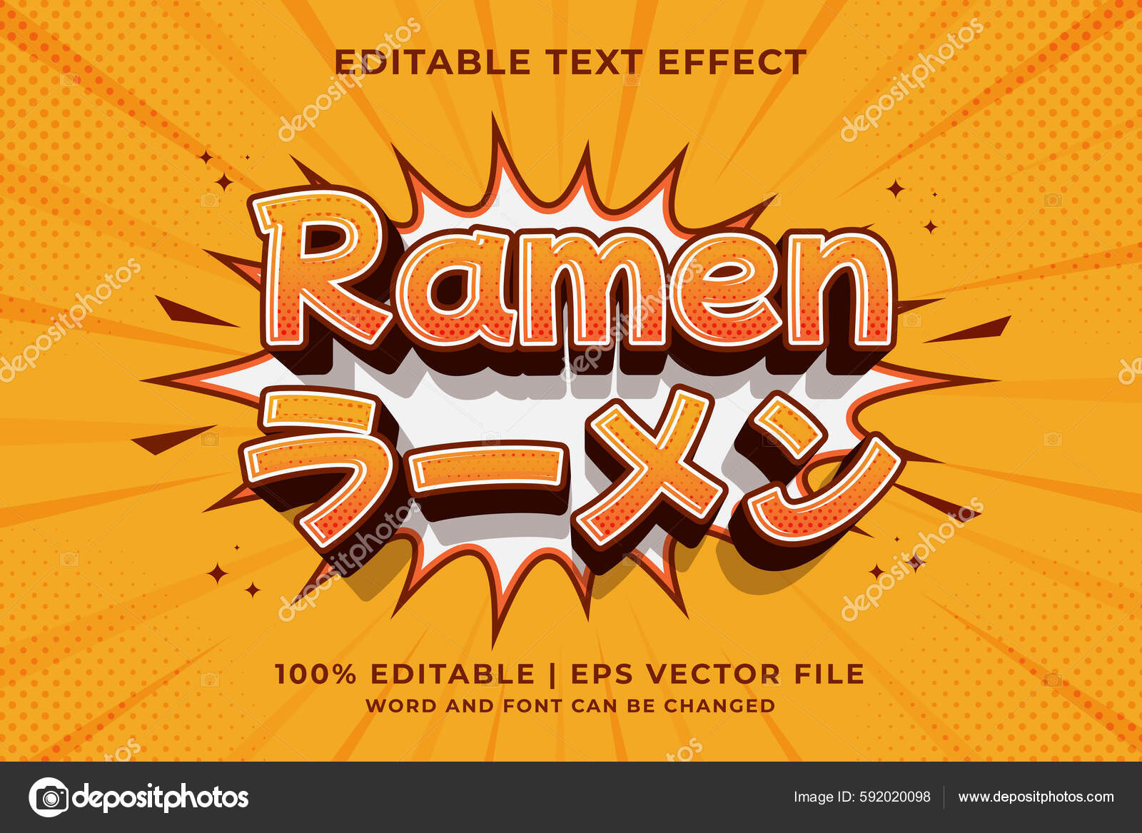 Editable Text Effect Ramen Cartoon Template Style Premium Vector Stock ...