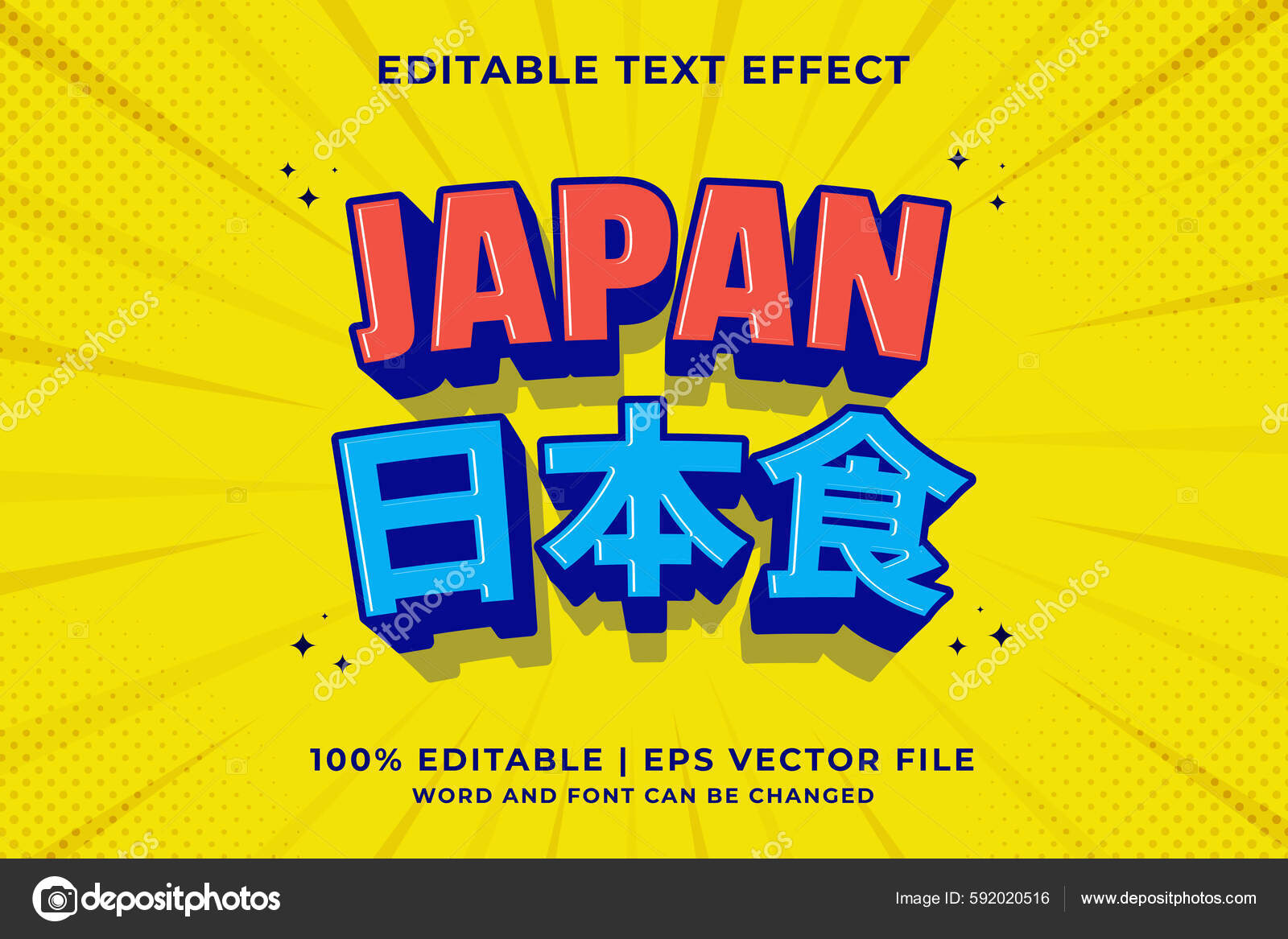 Editable Text Effect Japanese Food Cartoon Template Style Premium ...