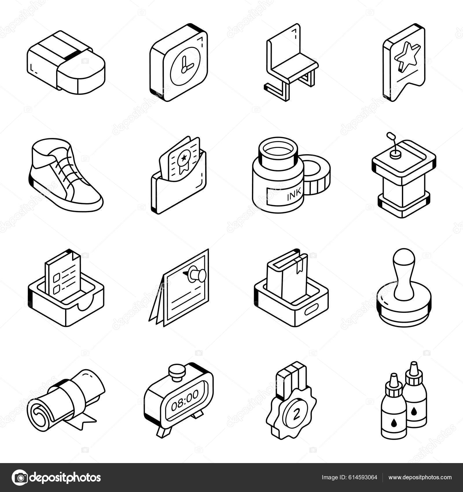 Isometric Icons Color Set Isolated Vector Illustration Stock Vector by ...