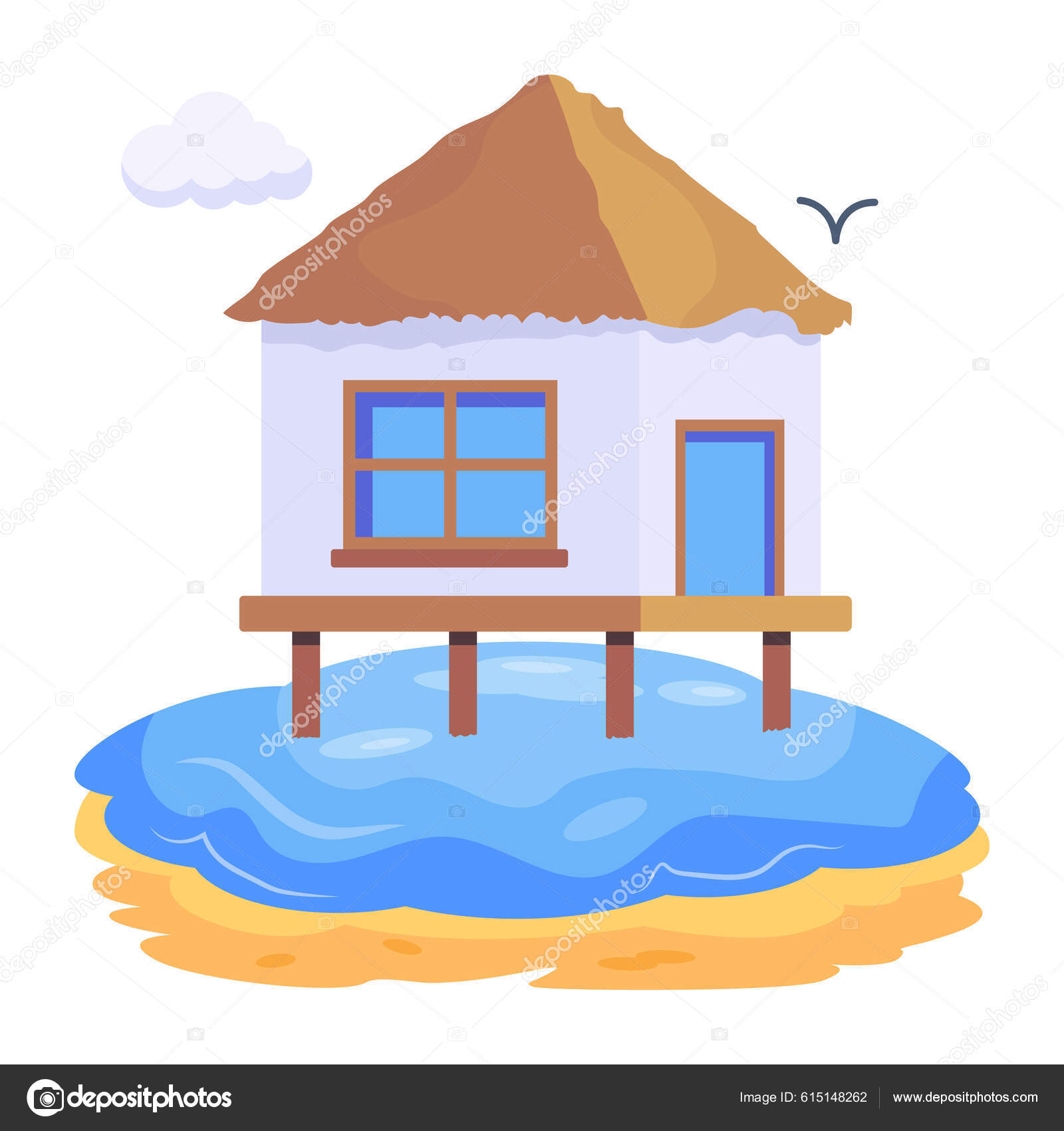 Beach House Vector Illustration Design Stock Vector by ©vectorsmarket ...
