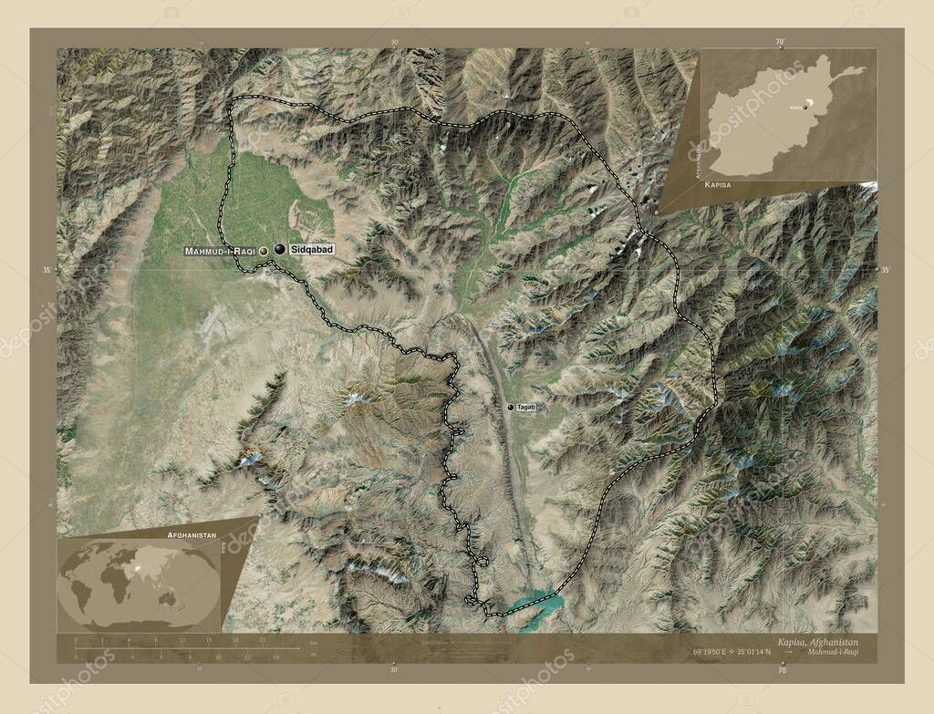 Kapisa, province of Afghanistan. High resolution satellite map ...