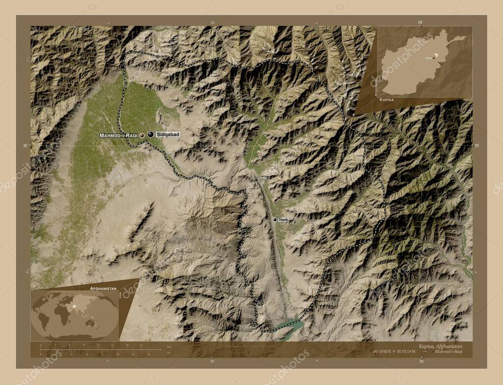 Kapisa, province of Afghanistan. Low resolution satellite map ...