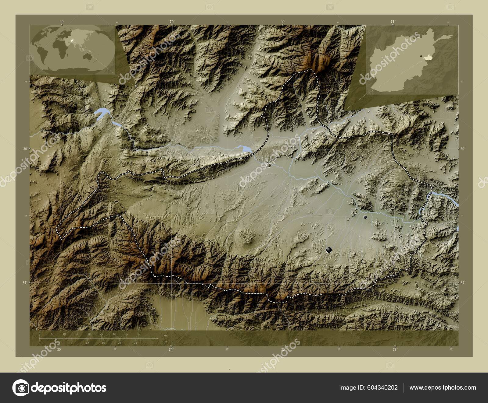 Nangarhar Province Afghanistan Elevation Map Colored Wiki Style Lakes ...
