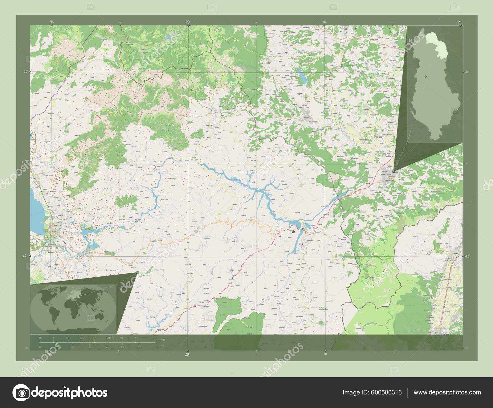 Kukes County Albania Open Street Map Locations Major Cities Region ...