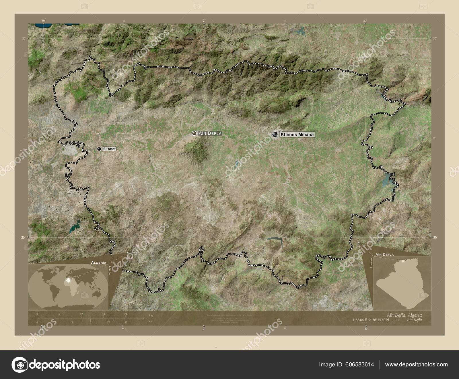 Ain Defla Province Algeria High Resolution Satellite Map Locations ...