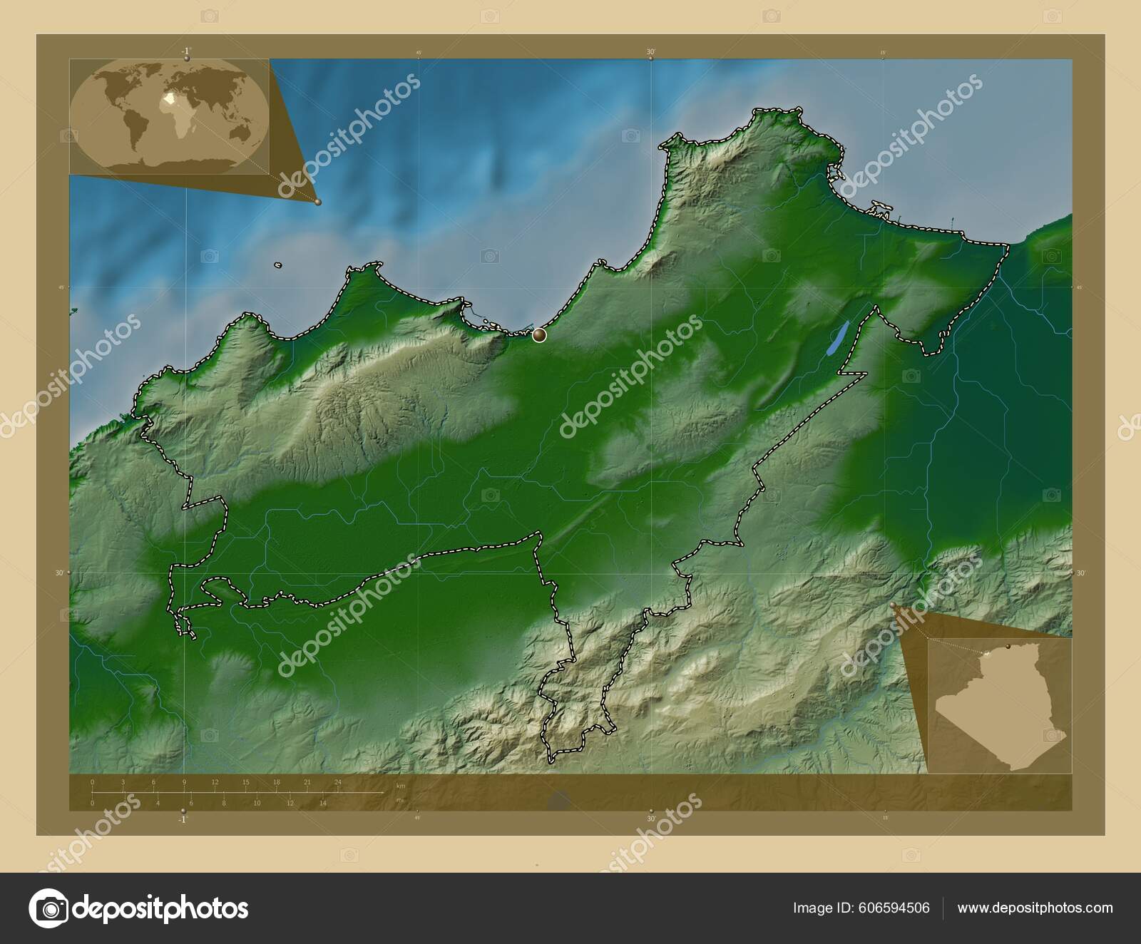 Orán Provincia Argelia Mapa Elevación Colores Con Lagos Ríos Mapas ...