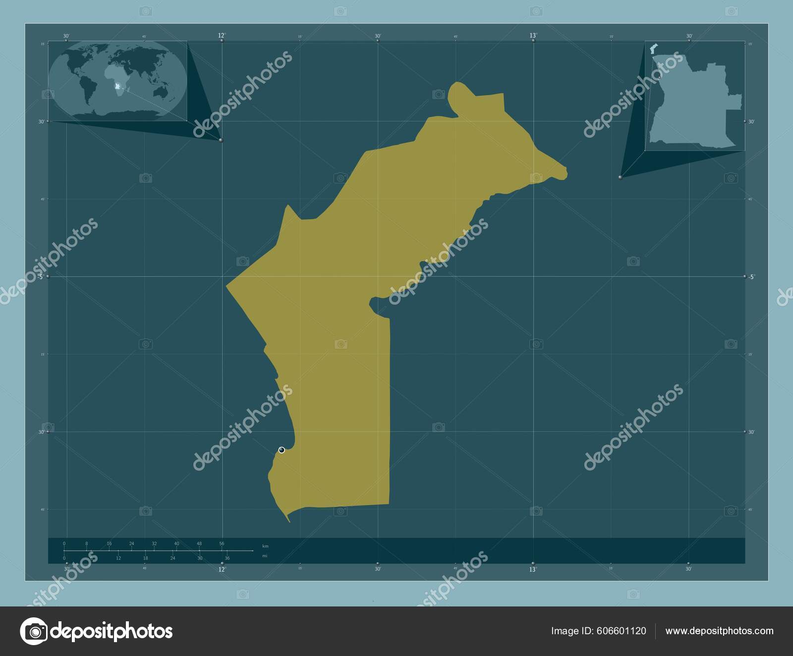 Cabinda Province Angola Solid Color Shape Locations Major Cities Region ...