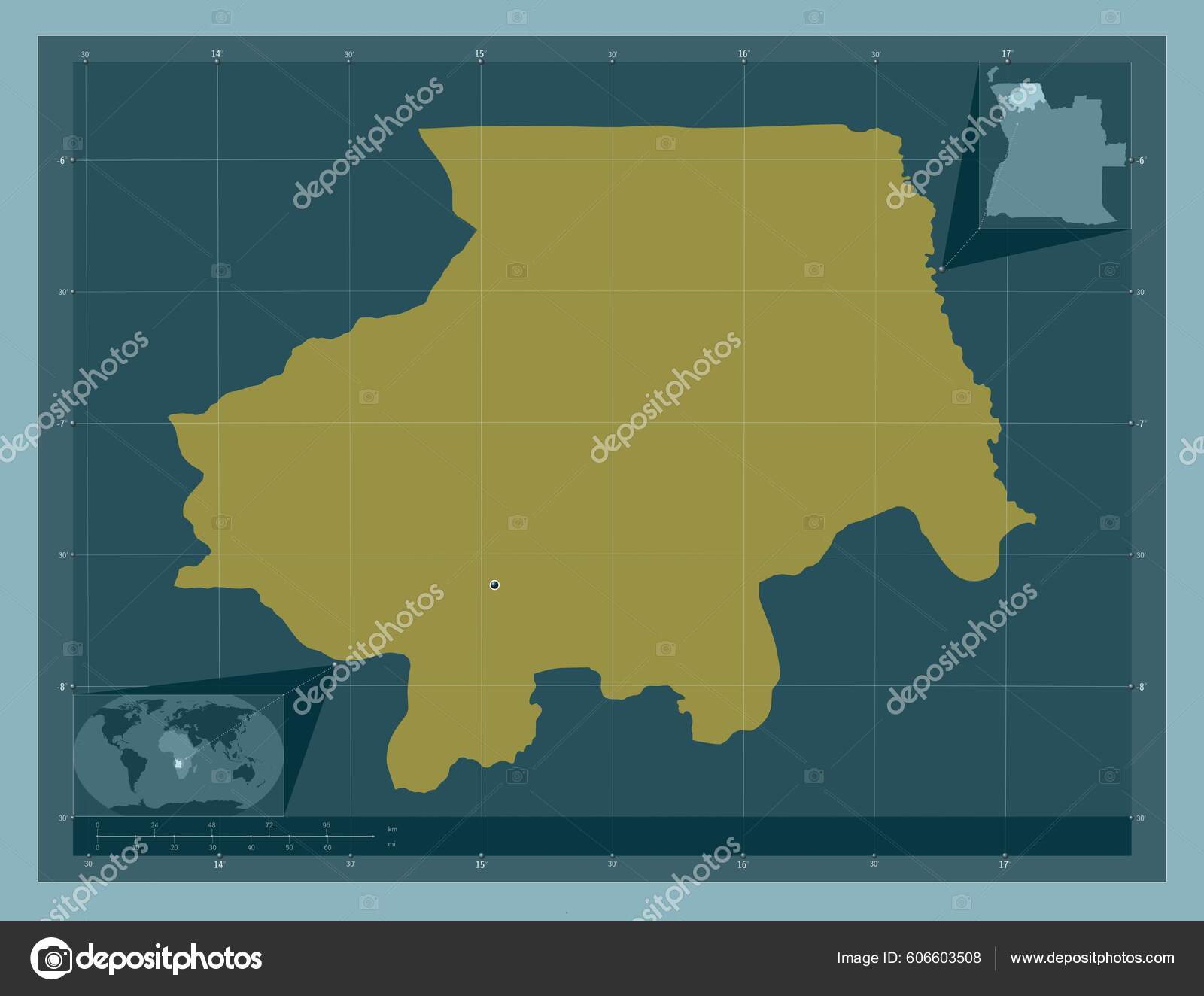 Uige Province Angola Solid Color Shape Locations Major Cities Region ...