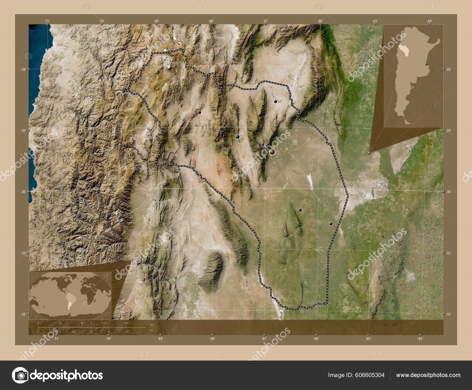 Rioja Province Argentina Low Resolution Satellite Map Locations Major ...