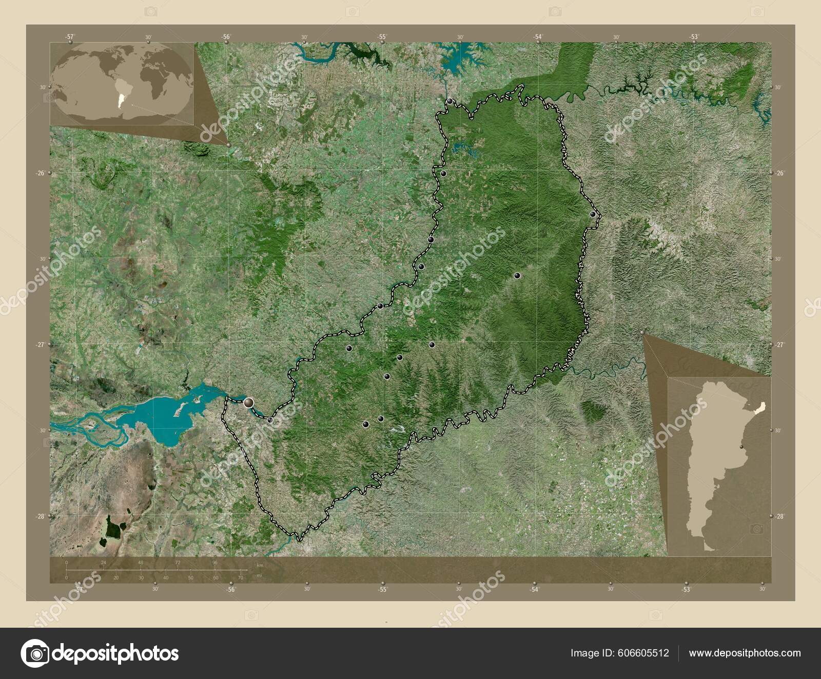Misiones Provincia Argentina Mapa Satelital Alta Resolución Ubicaciones ...