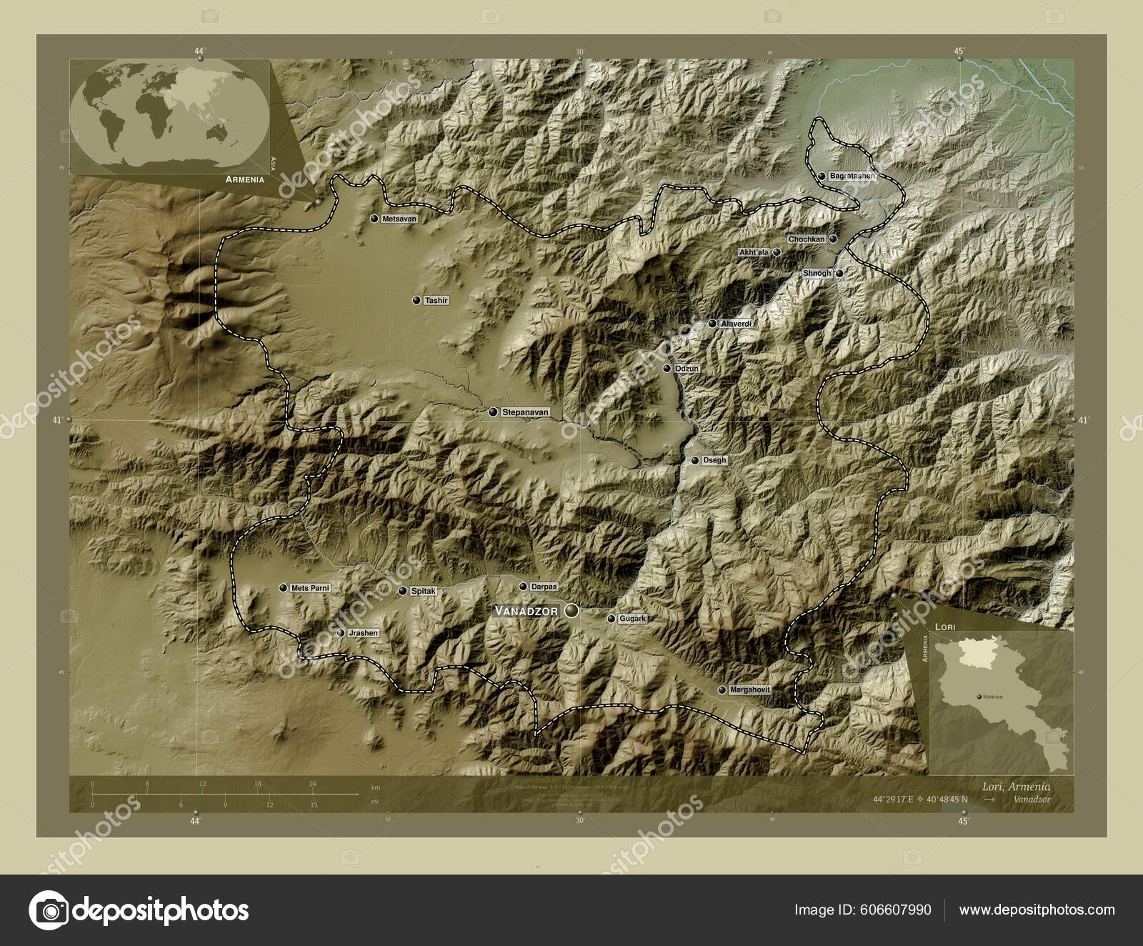 Lori Province Armenia Elevation Map Colored Wiki Style Lakes Rivers — Stock Photo © Yarr65 ...