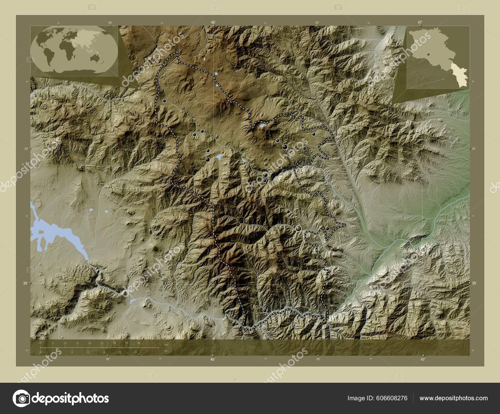 Syunik Province Armenia Elevation Map Colored Wiki Style Lakes Rivers — Stock Photo © Yarr65 ...