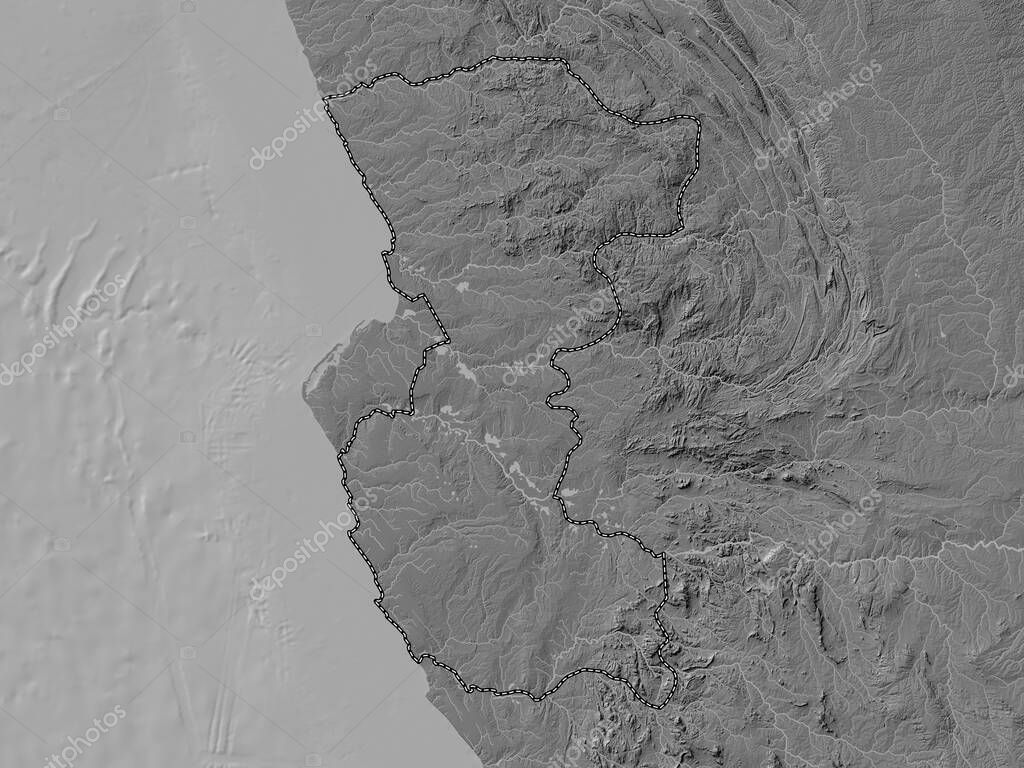 Bengo, provincia de Angola. Mapa de elevación de Bilevel con lagos y ...