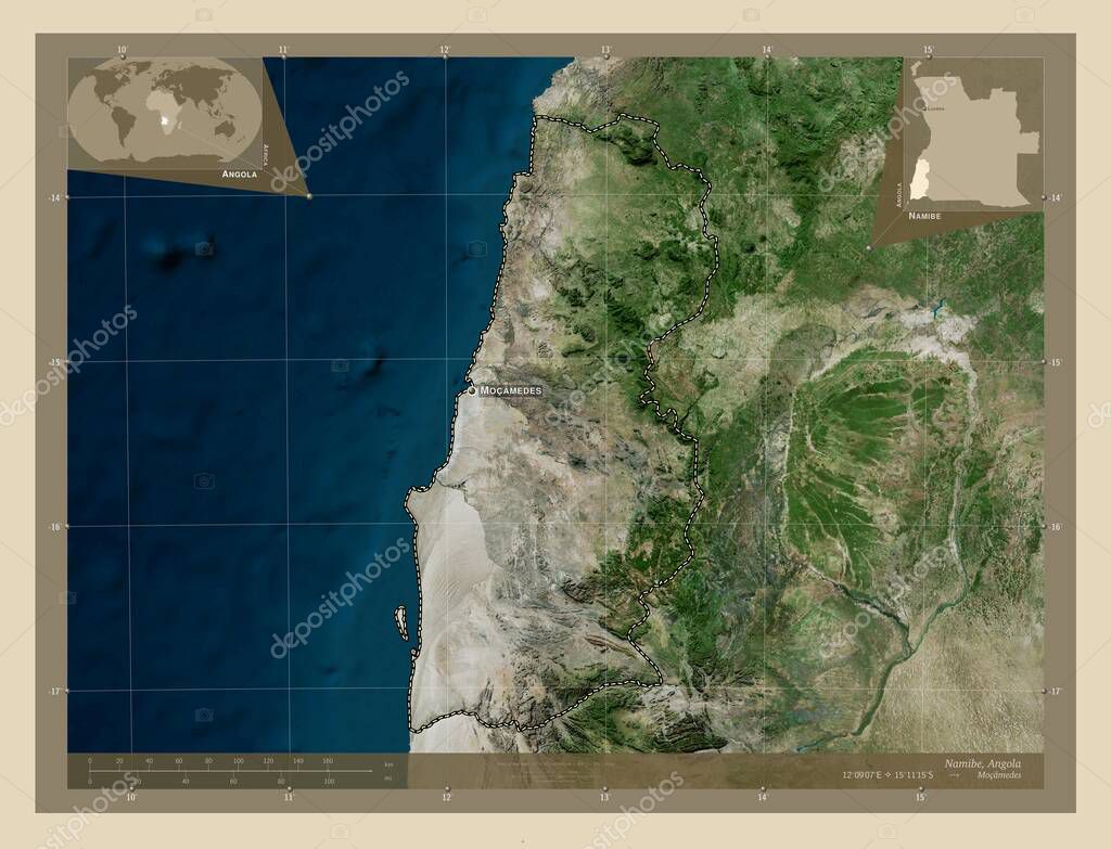 Namibe, provincia de Angola. Mapa satelital de alta resolución ...
