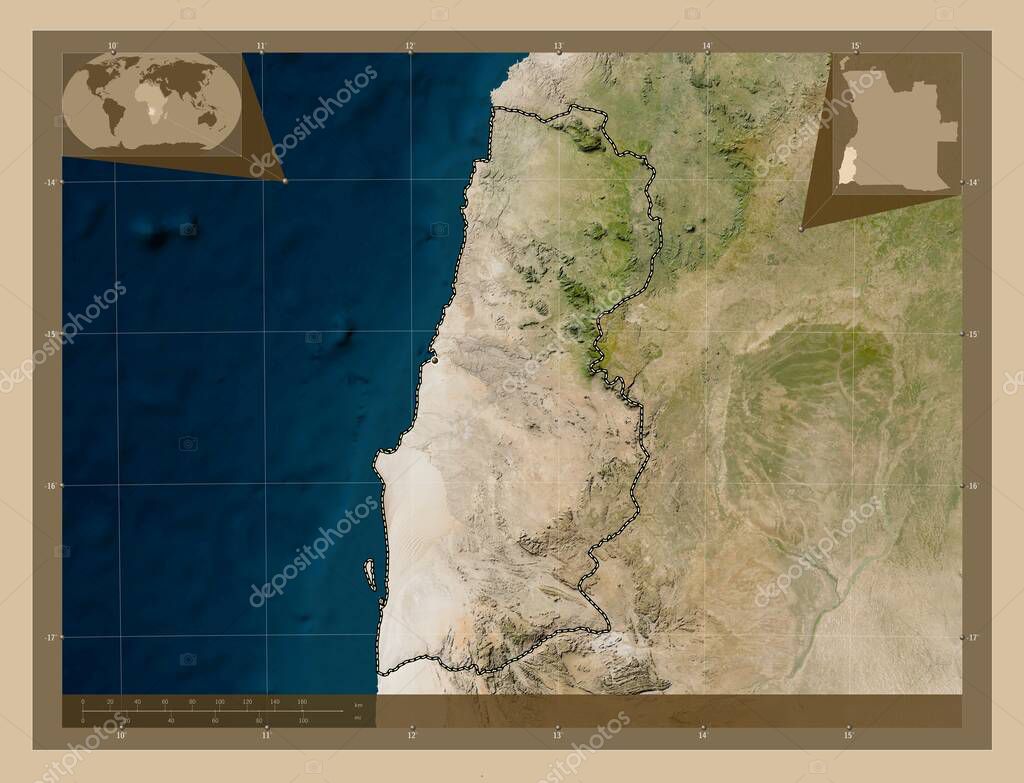 Namibe, provincia de Angola. Mapa satelital de baja resolución. Mapas ...