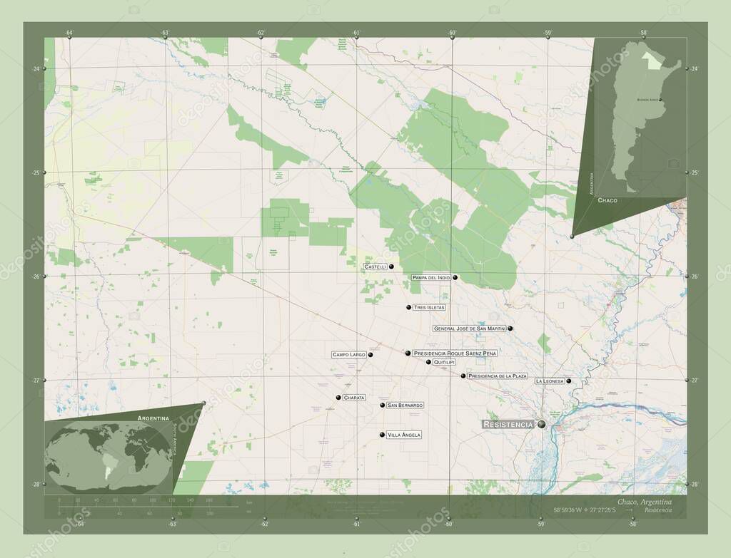 Chaco, provincia de Argentina. Open Street Map. Ubicaciones y nombres ...