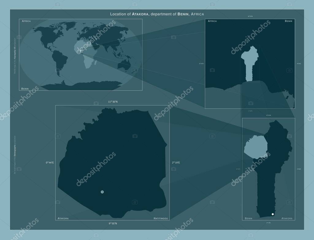 Atakora, departamento de Ben n. Diagrama que muestra la ubicaci n de la regi n en mapas a gran ...